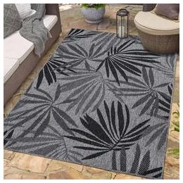 Outdoorteppich Carpet City "DUO RUG 5771", grau (anthrazit), B:160cm H:5mm L:230cm, Obermaterial: 100% Polypropylen, Teppiche, Outdoorteppich, Wendeteppich Wetterfest In- & Outdoor, Balkon, Terrasse, Wohnzimmer