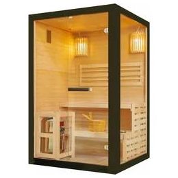 Sauna Sanotechnik "PANORAMA black", braun (holzfarben), Saunaofen, integrierte Steuerung, 3,5 kW, Saunen