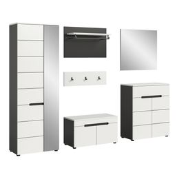 Garderobe CANU 5-teilig Grau, Wei&szlig;