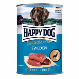 Happy Dog Sensible Pure Sweden (Wild) Hunde-Nassfutter ohne Getreide- und Zuckerzusatz 6x400g