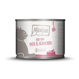 MjAMjAM DUO von Ente & H&uuml;hnchen an M&ouml;hrchen Katzen-Nassfutter ohne Getreide- und Zuckerzusatz 6x200g