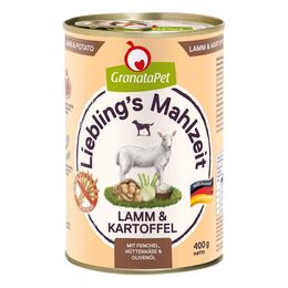 Granatapet Liebling&rsquo;s Mahlzeit Lamm und Kartoffel Hunde-Nassfutter getreidefrei 6x400g