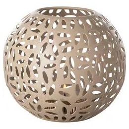 Windlicht Fink "DARIA", beige (taupe), H:15cm &Oslash;:17cm, Eisen, Kerzenhalter, Windlicht, Kerzenhalter aus Eisen, pulverbeschichtet, mit Cut-Outs