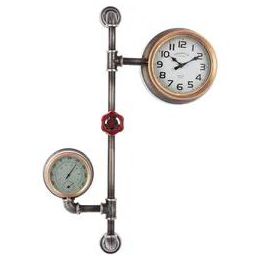Wanduhr CASABLANCA BY GILDE "Abola" mit Antikfinish aus Metall", silber (silberfarben), B:42cm H:60cm T:9cm, Wanduhren, Wanduhr, Mit Thermometer und Luftfeuchtigkeitsmesser