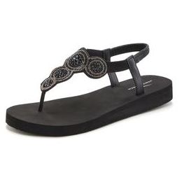 Badezehentrenner Venice Beach "Sandale, Badeschuh, Badelatsche, Flip Flop, Badeschlappe, Sommerschuhe", Damen, Gr. 39, schwarz, Obermaterial: 100% Lederimitat. Decksohle: 100% Synthetik. Futter: 100% Lederimitat. Laufsohle: 100% Synthetik, Glitzer, unifarben, Schuhe Zehenstegsandale, Zehentrenner ultraleicht mit Glitzerdetails VEGAN