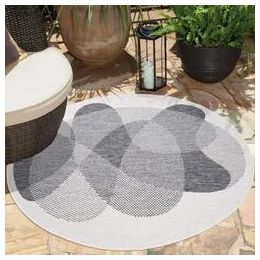 Outdoorteppich Carpet City "DUO RUG 5835", grau, H:5mm &Oslash;:160cm, Obermaterial: 100% Polypropylen, Teppiche, Outdoorteppich, Wendeteppich Wetterfest In- & Outdoor, Balkon, Terrasse, Wohnzimmer