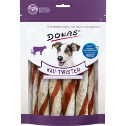 Dokas Kau-Twister Rinderhaut, Entenherz & Entenbrustfilet Hundesnacks getreidefrei 200g