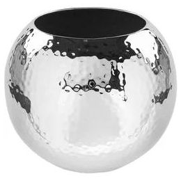 Dekovase Fink "MOON", silber (silberfarben), H:20cm &Oslash;:25cm, Eisen, Vasen, Kugelvase, Tischvase aus Metall, mit geh&auml;mmerter Struktur, H&ouml;he 20 cm