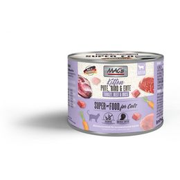 MAC's Cat Fleischmen&uuml; Kitten Pute, Rind und Ente Katzen-Nassfutter getreidefrei 6x200g