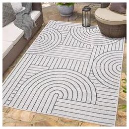 Outdoorteppich Carpet City "DUO RUG 5842", grau, B:200cm H:5mm L:290cm, Obermaterial: 100% Polypropylen, Teppiche, Outdoorteppich, Wendeteppich Wetterfest In- & Outdoor, Balkon, Terrasse, Wohnzimmer