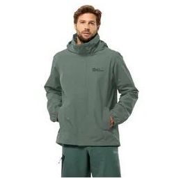 Regenjacke Jack Wolfskin "STORMY POINT 2L JKT M", Herren, Gr. S, gr&uuml;n (hedge gr&uuml;n), Web, Obermaterial: 100% Polyester, hoch geschlossener Ausschnitt, B&uuml;ndchen, Jacken Regenjacke, &Uuml;bergangsjacke, atmungsaktiv, wasserabweisend