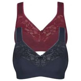 B&uuml;gelloser BH SuSa "Basic", Damen, Gr. 90, Cup D, rubyrot, twilight, Spitze, Obermaterial: 76% Baumwolle, 18% Polyamid, 6% Elasthan, Basic, BHs, Spitze, gen&auml;hte Cups, Baumwollmix, elastisch, BH-Set
