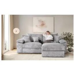 Ecksofa Home Affaire "Soft&Cosy XL L-Form, B: 246 cm - OTTO. Verl&auml;ssliche Qualit&auml;t.", grau (hellgrau), B:246cm T:187cm, 100% Polyester, Sofas, Ecksofa, Mega-Sofa, Cord oder Chenille-Struktur, mit Federkern & 4 Zierkissen, Topseller