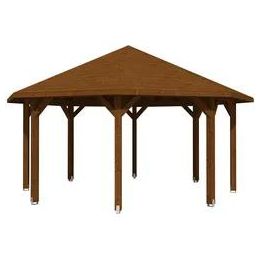 Skan Holz Holzpavillon SKANHOLZ "Nice 3", braun (nussbaum), B/H/T: 347cm, Pavillons, Leimholz, 471 x 471 cm