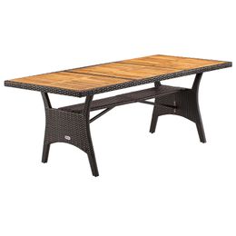 Casaria Polyrattan Gartentisch Takeo Braun 190x90x74cm Akazie