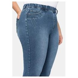 Jeansjeggings sheego, Damen, Gr. 24, Kurzgr&ouml;&szlig;en, blau (light blau, denim), 76% Baumwolle, 22% Polyester, 2% Elasthan, unifarben, lang, Jeans