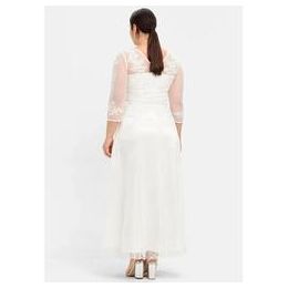 Abendkleid sheego "Abendkleid", Damen, Gr. 46, Normalgr&ouml;&szlig;en, wei&szlig; (sanftes wei&szlig;), 100% Polyester, unifarben, lang, Rundhals, Kleider Abendkleid