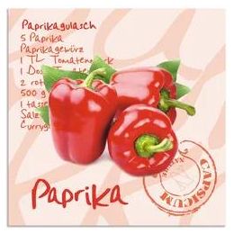 Alu-Dibond-Druck Artland "Paprika liegt auf wei&szlig;en Untergrund", rot (farbe bild(er): rot), B:30cm H:30cm, Bilder, f&uuml;r Innen- und Au&szlig;enbereich geeignet, Outdoorbild