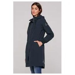 Parka SOCCX, Damen, Gr. 3XL, blau, Web, Material: 100% Polyamid, Futter: 100% Polyester, bedruckt, bestickt, regular fit lang, eingesetzt Rippb&uuml;ndchen, Jacken Parka, mit Rippb&uuml;ndchen im &Auml;rmel
