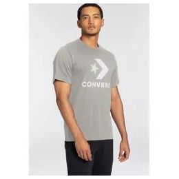 T-Shirt Converse "STANDARD FIT CENTER FRONT LARGE LOGO STAR CHEV SS TEE", Herren, Gr. XXL, lt grau heather, Single Jersey, Obermaterial: 100% Baumwolle, Rundhals, Shirts T-Shirt