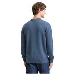 Strickpullover Tom Tailor DENIM, Herren, Gr. L, dusyt denim blau, Strick, Obermaterial: 60% Baumwolle, 40% Polyacryl, bedruckt, normal normal, Rundhals, Flachstrickb&uuml;ndchen, Pullover Strickpullover, mit Norweger-Muster