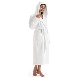 Unisex-Bademantel OTTO HOME "Fenya, 330 g/m2, Premium, Hotelbademantel, Morgenmantel, Sauna & Spa" Gr. M, wei&szlig;, L:120cm, Veloursfrottier, Hausm&auml;ntel, Rei&szlig;verschlusstaschen, weich mit GRATIS-Zugabe: 1x Duschtuch 70x140 cm