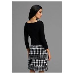 Strickkleid Bruno Banani, Damen, Gr. 46, N-Gr, schwarz, wei&szlig;, Strick, Obermaterial: 70% Viskose, 30% Polyamid, Jacquardmuster, figurbetont mini, V-Ausschnitt, Kleider Strickkleid, mit tollem Jacquard-Rock