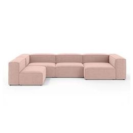 Wohnlandschaft OTTO HOME "HAILY U-Form mit Ottomane links/rechts, Ma&szlig;e B/T/H: 360/200/72 cm", rot (coral), B:360cm H:72cm T:200cm, 100% Polyester, Sofas, Wohnlandschaft, als Modul oder separat verwendbar, f&uuml;r individuelle Zusammenstellung