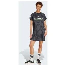 Laufshirt Adidas SPORTSWEAR "W TIRO Q3 DRE", Damen, Gr. L, bunt (multco, carbon, schwarz), Obermaterial: 100% Polyester, Rundhals, Shirts Laufshirt, lockere Passform, l&auml;nger geschnittene &Auml;rmel, Allover-Print