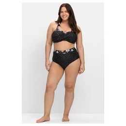 Bustier-Bikini-Top sheego, Damen, Gr. 44, Cup D, schwarz (schwarz, gepunktet), Elasthan, Polyamid, Bikini-Oberteile