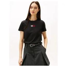 Tommy Hilfiger Kurzarmshirt TOMMY JEANS "TJW REG PARTY FLAG TEE EXT", Damen, Gr. XXL (44), schwarz, Single Jersey, Obermaterial: 100% Baumwolle, bedruckt, regular fit, Rundhals, Shirts