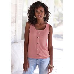 Lascana Tr&auml;gertop 'mit Zierknopfleiste' pink Gr. 36/38 f&uuml;r Damen. Rundhals und Zierknopf. Figurumspielend. Nachhaltig.
