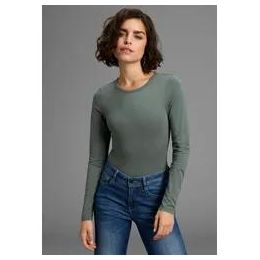 Langarmbody Laura Scott, Damen, Gr. 42, N-Gr, blau (blau, grau), Jersey, Obermaterial: 95% Baumwolle, 5% Elasthan, unifarben, Basic, figurbetont, Rundhals, Bodys, Langarm, figurbetont, Rundhalsausschnitt