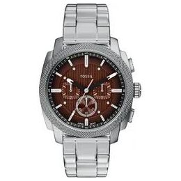 Chronograph Fossil "Machine", edelstahlfarben, dunkelbraun, Armbanduhren, Herren, Chronograph, Quarzuhr, Armbanduhr, Herrenuhr, Edelstahlarmband, analog