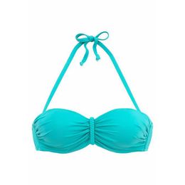 Buffalo B&uuml;gel-Bandeau-Bikini-Top 'Happy' blau Gr. 34 Cup D. Mit Flechtdetails. Mit B&uuml;gel Und Mit Seitlichen St&auml;bchen