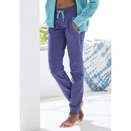Kangaroos Sweathose blau Gr. 32/34 f&uuml;r Damen. Mit Kontrastdetails, Kordel, Logodruck, Logoschriftzug. Basic. Nachhaltig.