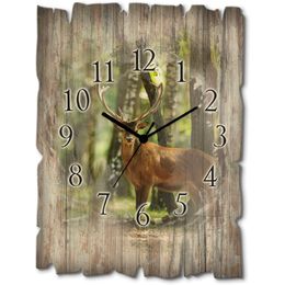 Wanduhr Artland "Hirsch 4 - Wald", gr&uuml;n, B:30cm H:40cm T:0,6cm, Wanduhren, Wanduhr, wahlweise mit Quarz- oder Funkuhrwerk, lautlos ohne Tickger&auml;usche