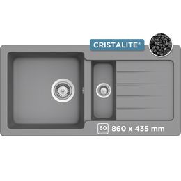 Granitsp&uuml;le Schock "Typos DS", grau (croma), B:86cm H:30,9cm T:43,5cm, Domogranit, K&uuml;chensp&uuml;len, mit Restebecken