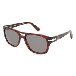 Persol PO3366S | Unisex-Sonnenbrille | Fassung: Vollrand, Quadratisch, Acetat, Havanna | Glasfarbe: Grau