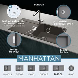 Granitsp&uuml;le Schock "Manhattan D-100L", croma, B:100cm H:30,5cm T:51cm, Domogranit, K&uuml;chensp&uuml;len