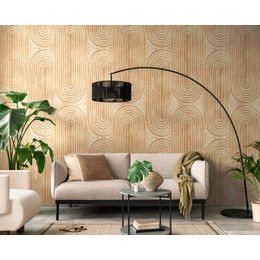 Livingwalls Fototapete LIVING WALLS "THE WALL III Formen Tapete Motivtapete Abstrakt 3D", orange (orange,beige), B:2,8m H:0,02m L:1,59m, Vlies, Tapeten, Vliestapete Artdeco f&uuml;r Schlafzimmer K&uuml;che Wohnzimmer Formen Design
