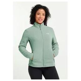 Fleecejacke Jack Wolfskin "TAUNUS 100 FZ W", Damen, Gr. XS (34), gr&uuml;n zinnia, Obermaterial: 100% Polyester. Futter: 100% Polyester, normal, Jacken Fleecejacke, Winddicht, atmungsaktiv, &Uuml;bergangsjacke