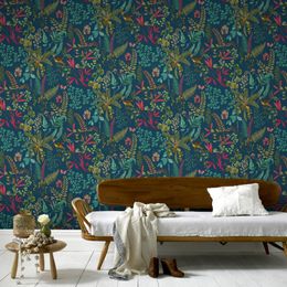 Vliestapete Sublime "Vyani", blau, B:0,52m H:10m L:10m, Vlies, Tapeten, 10mx52cm (ca. 5m2)