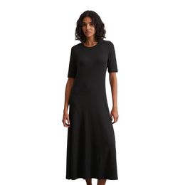 Marc O'Polo Maxikleid MARC O'POLO, Damen, Gr. S, N-Gr, schwarz, Jersey, Obermaterial: 66% Lyocell, 32% Baumwolle, 2% Elasthan, regular fit ca. Mitte Wade, Rundhals, Kleider Maxikleid, in feiner Ripp-Qualit&auml;t, schlicht, zeitlos, Rock in A-Linie