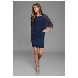 Abendkleid Laura Scott, Damen, Gr. 40, N-Gr, navy, Milano Rib;Chiffon, Obermaterial: 70% Viskose, 25% Polyester, 5% Elasthan. Bluseneinsatz: 100% Polyester, festlich, figurbetont kniefrei, Rundhals, Kleider Abendkleid, f&uuml;r festliche Anl&auml;sse, aus Milano Rib und Chiffon, elastisch