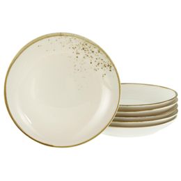 Dessertteller Creatable "Nature Collection, Teller Set, 6-tlg.", creme, H:3cm &Oslash;:21cm, Steinzeug, Speiseteller, Naturverbundenes Design, Einzigartige Oberfl&auml;che
