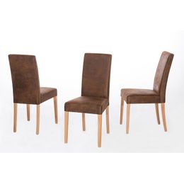 Esszimmerstuhl Home Affaire "Lea", braun (braun antik), B:45cm H:95cm T:50cm, Microfaser aus 100% Polyester in Antikleder-Optik, St&uuml;hle, Esszimmerstuhl, strapazierf&auml;higes Material, Gestell aus Massivholz