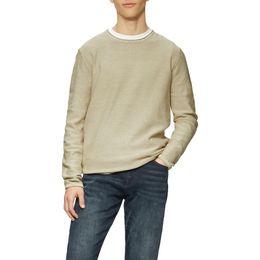 Strickpullover QS, Herren, Gr. M, beige, Strick, Obermaterial: 100% Baumwolle, unifarben, regular fit normal, Rundhals, Rollkante, Pullover Strickpullover, mit Rollkante