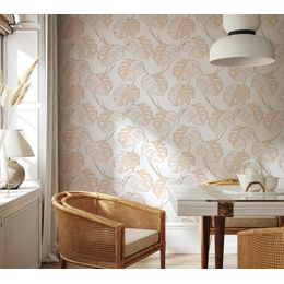 Vliestapete marburg "Urban Blooms", beige, B:0,53m L:10,05m, Vlies, Tapeten, moderne Tapete f&uuml;r Wohnzimmer Schlafzimmer K&uuml;che