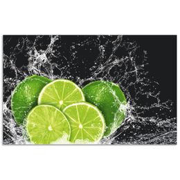 K&uuml;chenr&uuml;ckwand Artland "Limone mit Spritzwasser", gr&uuml;n, B:80cm H:50cm, Aluminium, Spritzschutzw&auml;nde, Alu Spritzschutz mit Klebeband, einfache Montage